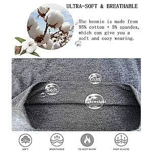 PoemLife Summer Cotton Thin Beanies Soft Stretch Hip-Hop Sleep Caps for Men Women(4 Pack Gray & White & Beige & Light Pink)