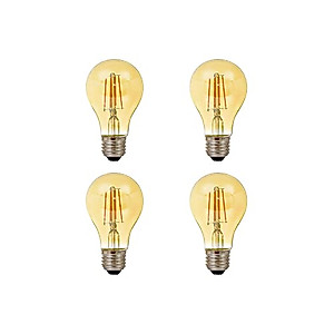 LEDVANCE Sylvania Vintage Filament LED Light Bulb, 60W = 6.5W, Dimmable, 13 Year, Amber Finish, 650 Lumens, 2175K, Amber Glow - 4 Pack (40063)