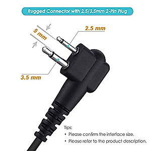COMMIXC Walkie Talkie Earpiece, 2.5mm/3.5mm 2-Pin Covert Air Acoustic Tube Walkie Talkie Headset with PTT Mic, Compatible with Motorola Two-Way Radios