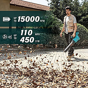 Berserker 20V Leaf Blower Cordless 4.0Ah Battery Operated and Fast Charger Included,Powerful 450CFM 110MPH Electric Powered Handheld Variable-Speed Yard Blower for Lawn Care,Snow Blowing,Dust Cleaning