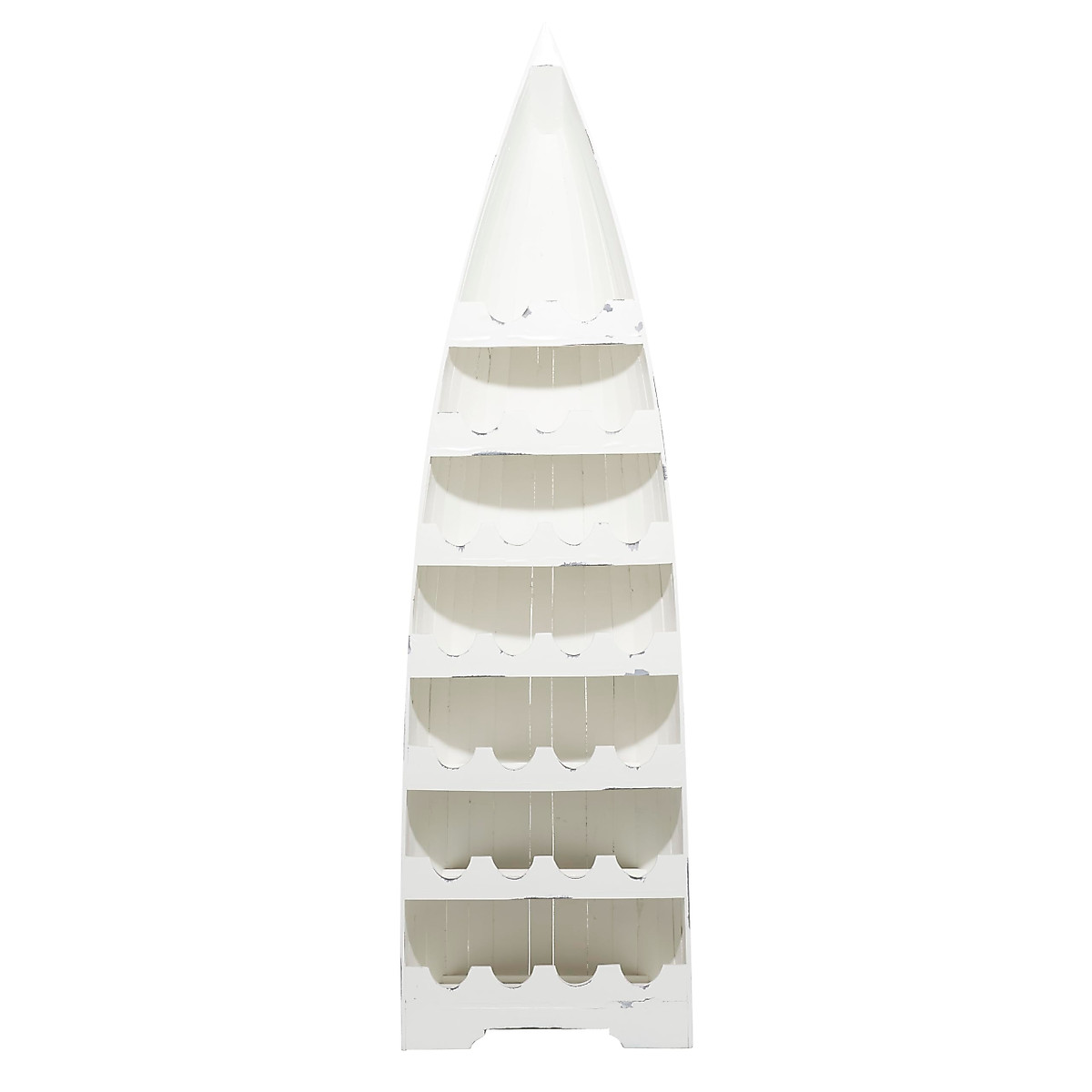 Deco 79 Wood Boat 25 Bottle Standing Wine Rack, 21" x 14" x 76", White