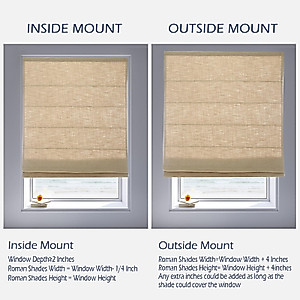Cordless Roman Shades Window Blinds Thermal Room Darkening Fabric Roman Shades for Living Room, Beige
