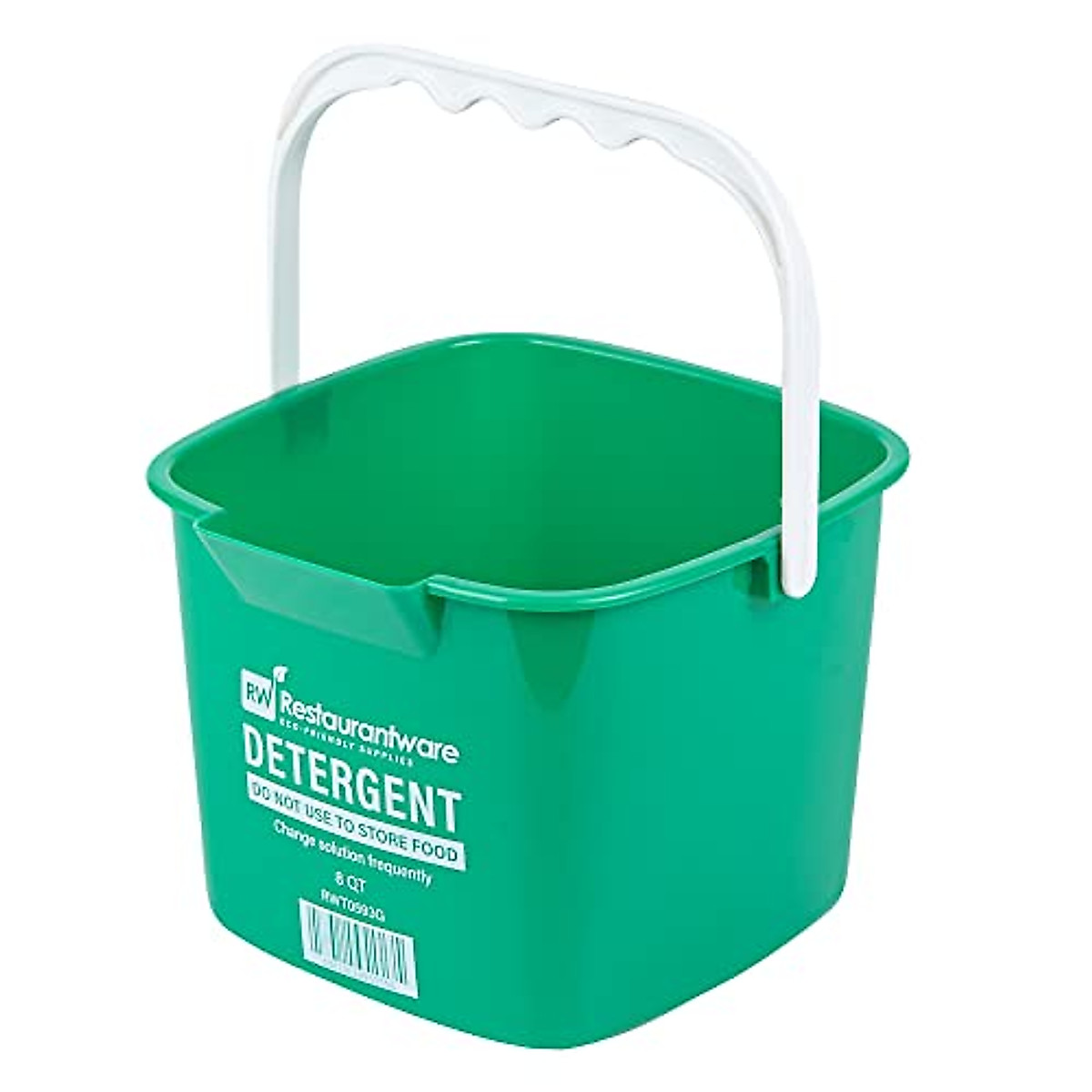 Restaurantware-RW Clean 8 Quart Cleaning Bucket, 1 Detergent Square Bucket - With Measurements, Built-In Spout And Handle, Green Plastic Utility Bucket, For Home Or Commercial Use,