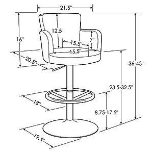 Zuri Furniture Cream Chateau Adjustable Height Swivel Bar Stool with Chrome Base