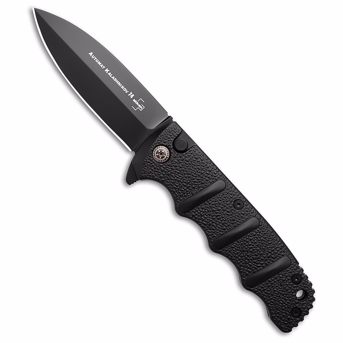 Böker Kalashnikov Button Lock Manual Flipper Pocket Knife, D2 Steel Blade and Black Aluminum Handle, EDC Knife (Black)