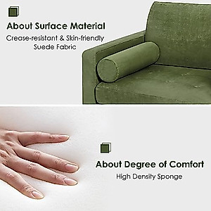 TUOCHUFUN Modern Loveseat Sofa Couch,Mid Century Couches for Living Room, Upholstered 2-Seat Love Seats with Pillow (Army Green)