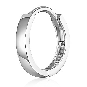 14k REAL White Gold 2mm Thickness Huggie Earrings (11 x 11 mm)