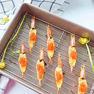 Turkey Roasting Pan with Rack for Ovens, Nonstick Rectangular Turkey Chicken Roaster Pan Baking Dish Broiler Pan Bakeware Heavy Duty Carbon Steel 13.6"