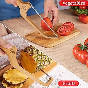 Nazmul Hassan LLC Wooden Bread Bow Slicer, Knife for Homemade Bread Stainless Steer 15.7-inch Bread Cutter Easy Grip Handle Cutter Tool with Wooden Handle for Kitchen Gift Kitchen Knife, Medium