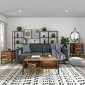 Atlantic Loft & Luv Zara Rustic 2 Storage Drawers, Wood Oak Finish Industrial End Table
