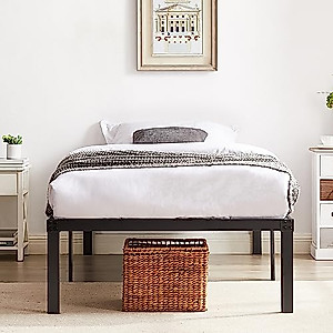 VECELO 16 Inch Twin Metal Platform Tall Bed Frame,Heavy Duty Steel Slat/Easy Assembly Mattress Foundation/No Box Spring Needed