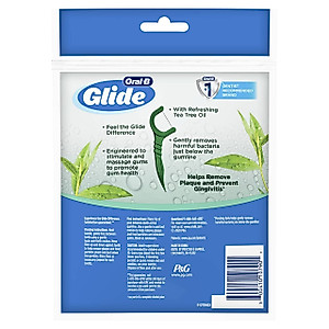 Oral-B Glide Detoxifying Mint Dental Floss Picks Infused with Tea Tree Oil, 75 Count (Pack of 4)