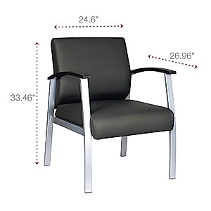 Alera metaLounge Series Mid-Back Guest Chair, 24.6" x 26.96" x 33.46", Black Seat, Black Back, Silver Base