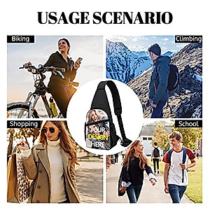 Custom Sling Bag, Personalized Crossbody Shoulder Backpack with Image Text, Customized Walking Cycling Travel Chest Pack for Men Women
