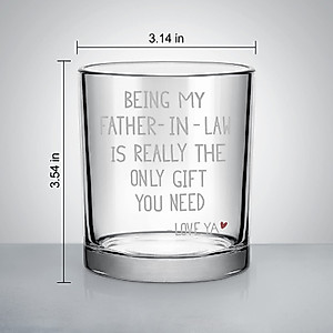 Modwnfy Father's Day Gifts for Father in Law, Father in Law Gift from Daughter in Law Son in Law, Father in Law Whiskey Glass, Funny Old Fashioned Glass for Father in Law, 10 Oz