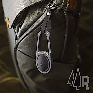 RANGLAND Carabiner AirTag Holder with Keychain - Ultra Durable Shockproof/Waterproof Case with Spring-Loaded Clip (Designed for Apple AirTag) (Aluminum)