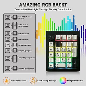 ZMX GMK26 Mechanical Numpad,VIA/QMK Programmable Hot Swappable Gasket Wired BT5.0/2.4G Wireless Number Pad with Knob PBT Keycaps 26 Keys Macro RGB Gaming Numeric Keypad for Laptop TKL Keyboard (Black)