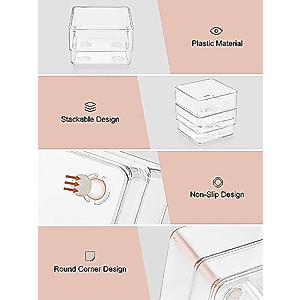 SMARTAKE 37-Piece Drawer Organizer with Non-Slip Silicone Pads, 4-Size Desk Drawer Organizer Trays Storage Tray for Makeup, Jewelries, Utensils in Bedroom Dresser, Office and Kitchen (Clear)