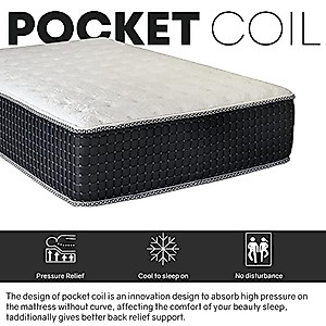 Treaton 14-Inch Luxury Foam Encased Firm Hybrid Mattress, Pocket Coil Springs for Motion Isolation & Pressure Relief, Strong Edge Support, High Density Foam, 2" Fluffy Quilted Top, King, Black