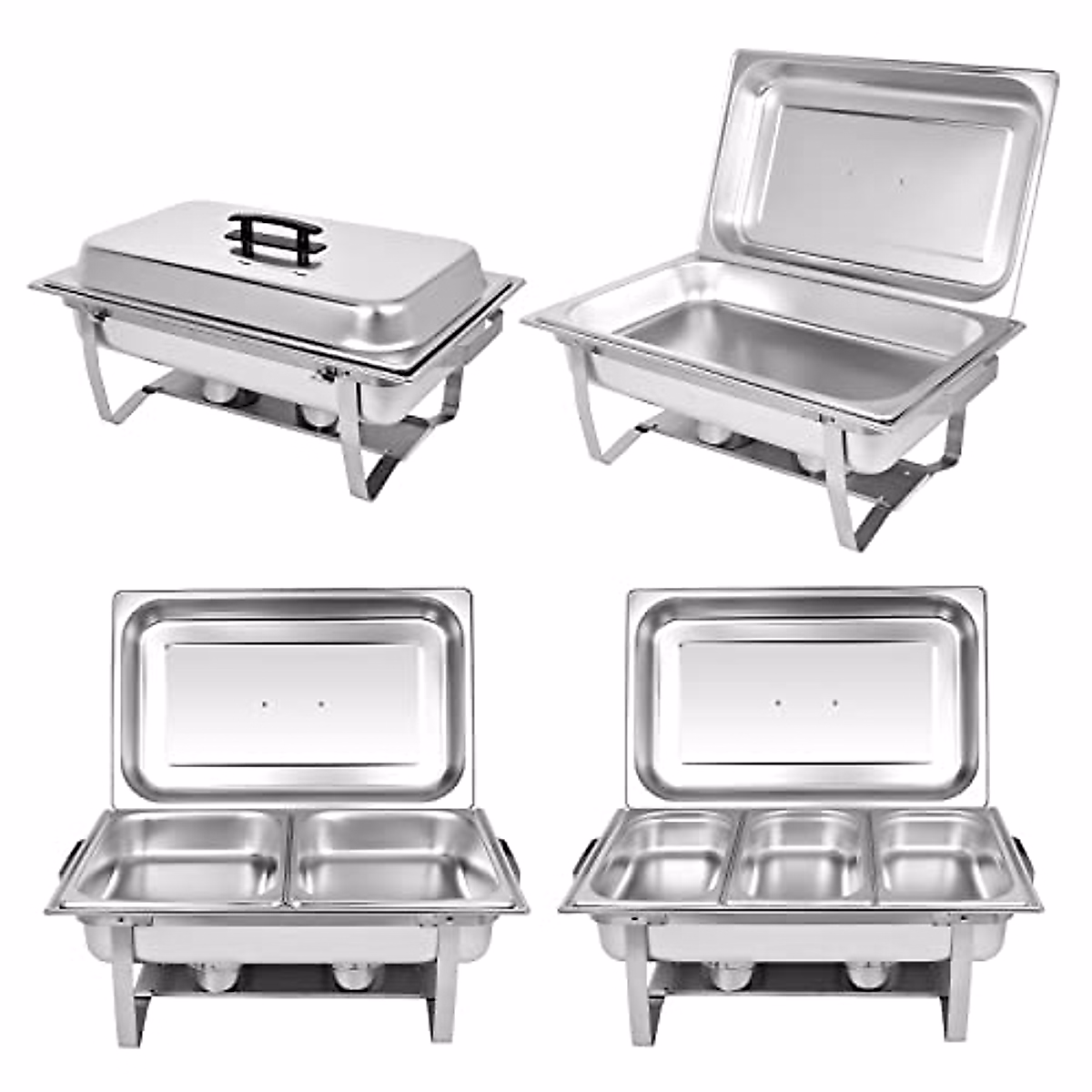 ORNKAT Chafing Dish Buffet Set[4 Pack] 8QT Stainless Steel Buffet Chafers,Catering Food Warmers Set With 7 Trays