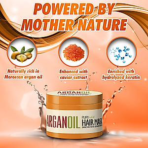 PURE NATURE Moroccan Argan Oil Shampoo and Conditioner Set with Heat Protectant Spray and Keratin Hair Mask