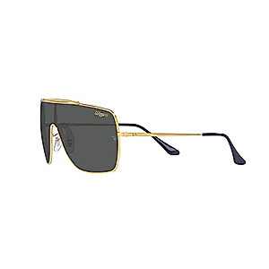 Ray-Ban RB3697 Wings II Square Sunglasses, Legend Gold/Dark Grey, 35 mm