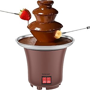 DNAMYJME Electric Chocolate Fountain Machine 3 Layer Cheese Fountain Machine Hold 10oz Chocolate Fondue Fountain Stainless Steel Melting Machine Auto Off for Parties Household Candy Liqueur