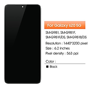 Original Screen for Samsung Galaxy S20 Screen Replacement for Samsung S20 5G LCD Screen SM-G980,SM-G980F,SM-G981 Touch Display Digitizer Assembly Repair Parts No Frame(Black with Figerprint Function)