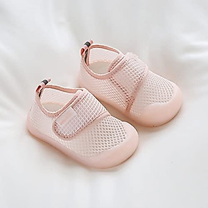 Baby Boy Girl Shoes Lightweight Breathable Toddler Mesh Sneakers Beach Water Shoes Non-Slip First Walking Shoes 6 9 12 18 24 Months(12-18 Months, 1-Pink)