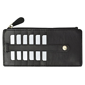 Cavelio Leather Thin Vertical Stacker Card Case Wallet with ID Window (Pink)