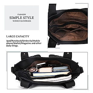 Purses and Handbags for Women Large Hobo Shoulder Bags Soft PU Leather Multi-Pocket Tote Bag (Black)