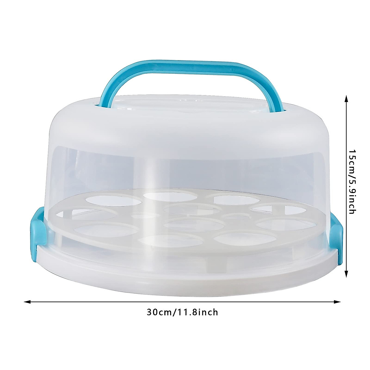 DIIRPPR Large 10 Inch Cake Carrier Keeper Stand with Handles and Lids Container for Transport Cake Holder Tray with Cover Round Cupcake Storage Kitchen Cooking Box (Light blue)
