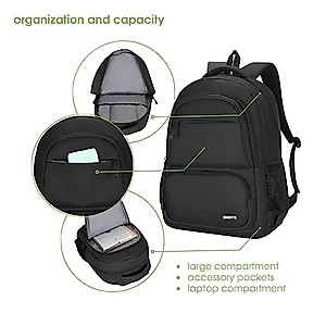 RMOVE Laptop Backpack,Business Travel Backpack, Water Resistant, Computer Bag for Women & Men Fits 15.6 Inch Laptop and Notebook - Black