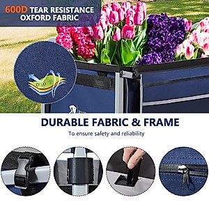 Kuznap All Terrain Wheels Collapsible Wagon, 225pound Capacity Heavy Duty Utility Folding Wagon, Portable Garden Beach Cart with Side Bags and Drink Holders