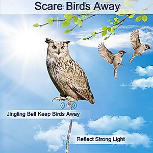 kungfu Mall Owls to Keep Birds Away, Fake Owl, Reflective Hanging Decoration Garden Owl Keep Birds Away from Garden Porch Roof Carport Garage 4PCS