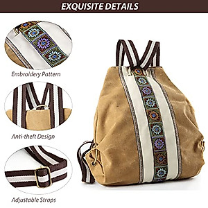 Goodhan Women Canvas Backpack Daypack Casual Shoulder Bag, Vintage Heavy-duty Anti-theft Travel Backpack (Yellow)