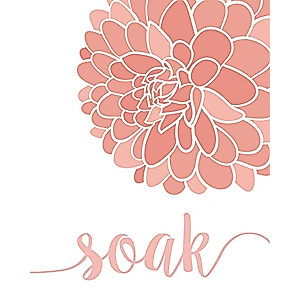 Relax Soak Unwind Breathe Pink White Blend Bath Flowers Prints, 4 (8x10) Unframed Photos, Wall Art Decor Gifts Under 20 for Home Office Studio College Student Teacher Floral Garden Yoga Inspired Fans