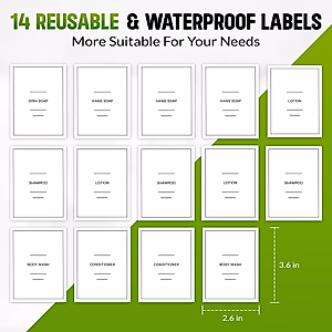 Quintessential Soap Dispenser Set of 3 with Pump Nozzles, Wheat Straw Bottles 500 ml Dispenser, Refillable Liquid Dispensers for Bathroom Countertop & Dish wash Soaps with 14 Organizing Labels