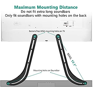 WALI Sound Bar Mount Bracket for Mounting Above or Under TV, Fits 32 to 70 inch TVs, 33 lbs. Weight Capacity (SBR201), Black