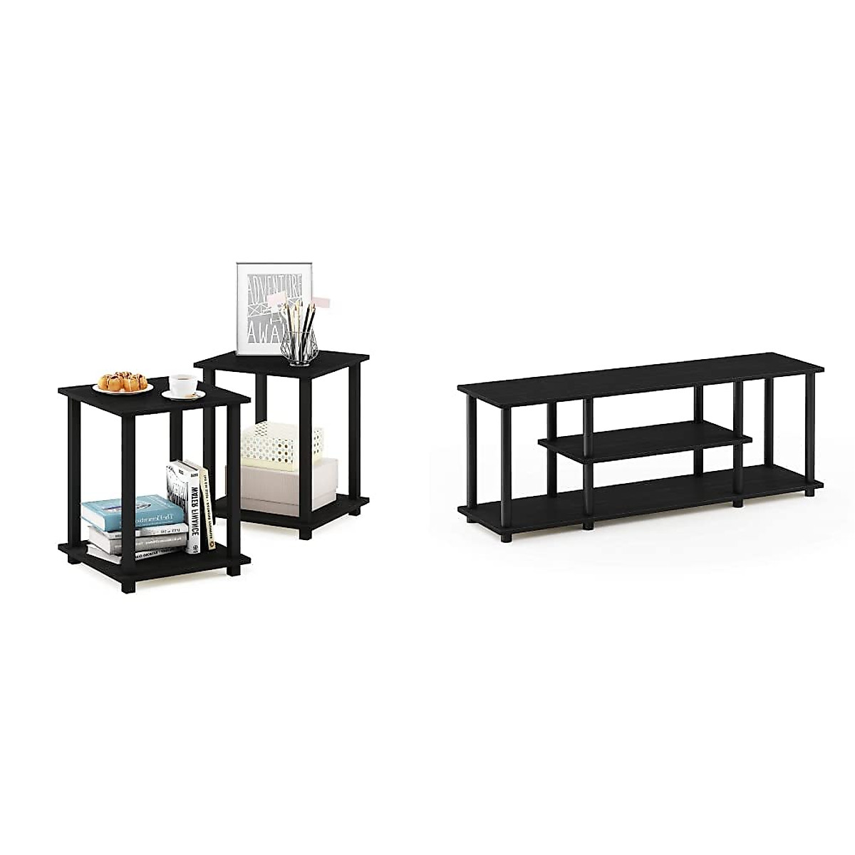 Furinno Simplistic End Table Set with 3-Tier TV Entertainment Stand