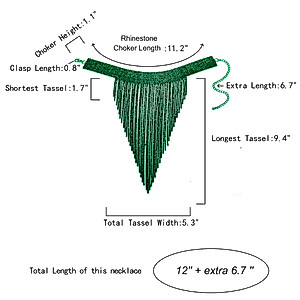 Flyonce Green Statement Collar Necklace for Women, Glitter Rhinestone Fringe Bib Necklace Costume Jewelry for Wedding Prom Party
