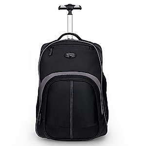 Targus Compact Rolling Backpack for Business, College Student and Travel Commuter Wheeled Bag, Durable Material, Tablet Pocket, Removable Laptop Protective Sleeve for 16-Inch Laptop, Black (TSB750US)