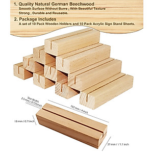 ORGANTEAM Acrylic Sign Blank Sheet with Wooden Stands Holders Wedding Table Numbers, 10 pack DIY 4x6 blank frosted Arch Signs for Wedding reception, Centerpiece, Decoration, Party,Anniversary, Event
