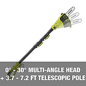 Sun Joe 24V-PS8CMAX-LTE 24-Volt IONMAX Cordless Telescoping Pole Chain Saw Kit, 8-inch, W/ Bonus Spare Chain, 2.0-Ah Battery + Charger