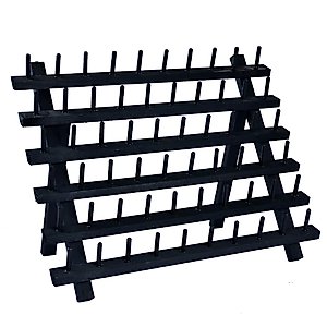 NW Colorful 60-Spools Wooden Thread Holder Sewing and Embroidery Thread Rack and Organizer Thread Rack for Sewing with Hanging Hooks (Black)