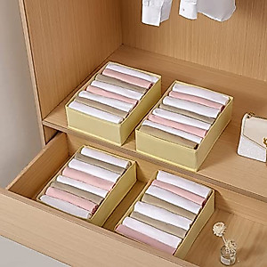 Coorganisers 4 Packs Wardrobe Clothes Organizer, 8 Grids Washable Portable Closet Organizer Storage Box Foldable Closet Drawer Organizer for Underwear, Socks, Scarves, Leggings,T-shirts（Beige）