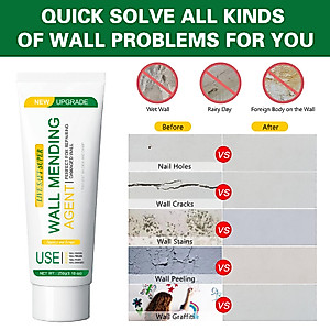 Drywall Repair Kit with Scraper, 8.2 oz Non-Toxic Wall Spackle Repair Paste, Quick Repair Wall Mending Agent for Home Wall Damage, Nail Holes, Cracks, Graffiti, 250g