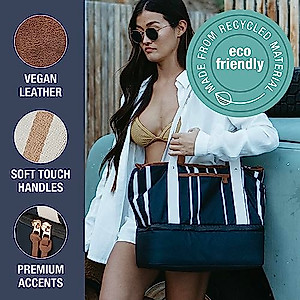 CleverMade Premium Soft Sided Malibu Cooler-Tote, Spacious Top and Bottom Insulated Compartment, Made from Recycled Materials, Sand & Sable