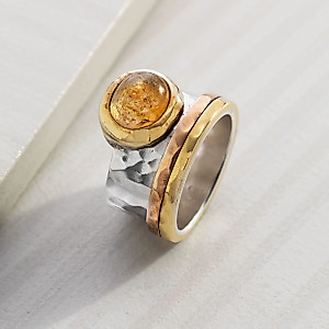 Silpada 'Metallic Mix' Natural Citrine Ring in Sterling Silver, Brass, & Copper, Size 8, Size 8