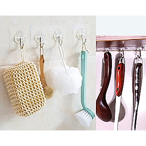 TLBX Adhesive Wall Hooks 22lb(10 Kg Max) Reusable Seamless Hooks, Waterproof and Oilproof, Bathroom Kitchen Heavy Duty Clear Hooks Transparent Sticky Wall Hanger 24 Pack